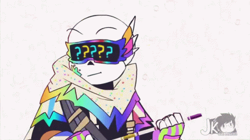 Ink Sans Colorful Costume Getup Being Confused GIF | GIFDB.com