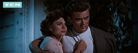 James Dean Natalie Wood Hug Scared GIF | GIFDB.com