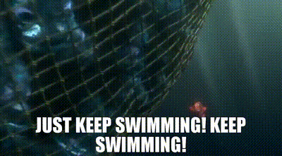 Just Keep Swimming Nemo Cheering Fish Net GIF | GIFDB.com