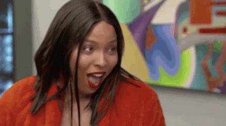 Lady Smiling Jaw Drop GIF | GIFDB.com