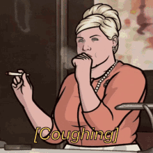 Lady Smoking And Coughing Animation GIF | GIFDB.com
