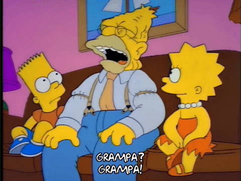 Lisa And Bart Trying To Wake Up Grandpa Simpson GIF | GIFDB.com