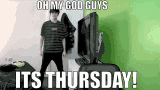 Man Hands Up Cheering Its Funny Thursday Meme GIF | GIFDB.com
