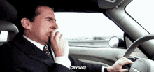 Michael Scott Crying And Eating While Driving GIF | GIFDB.com