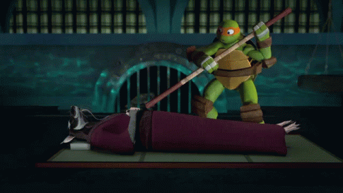 Michelangelo Poking Sleeping Master Splinter Tmnt GIF | GIFDB.com