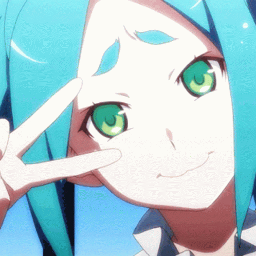 Monogatari Yotsugi Showing Peace Sign GIF | GIFDB.com