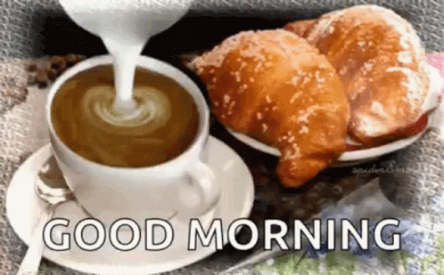 Morning Coffee Good Morning Cream Milk Croissant GIF | GIFDB.com