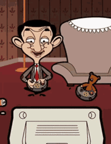 Mr. Bean Playing Video Games GIF | GIFDB.com