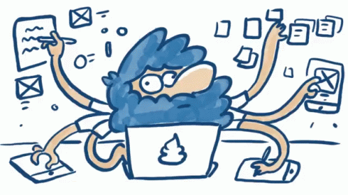 Multitasking Working Hard Illustration GIF | GIFDB.com