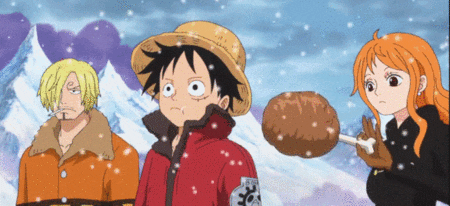 Nami Feed Luffy Meat GIF | GIFDB.com