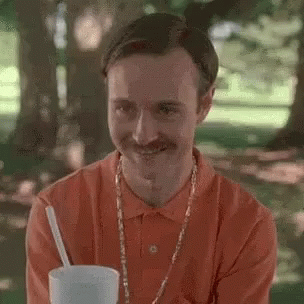 Napoleon Dynamite Film Aaron Ruell As Kip Raising Eyebrows Smile GIF ...