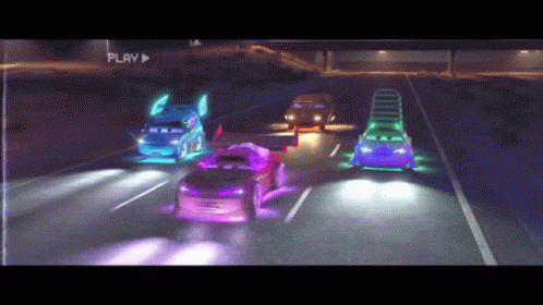 Neon Cars Movie Retro GIF | GIFDB.com