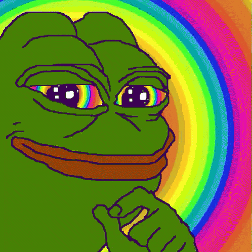 Neon Rainbow Pepe The Frog Evil Smile Meme GIF | GIFDB.com