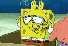 Nerd Face Spongebob Rainbow Awkward Smile GIF | GIFDB.com
