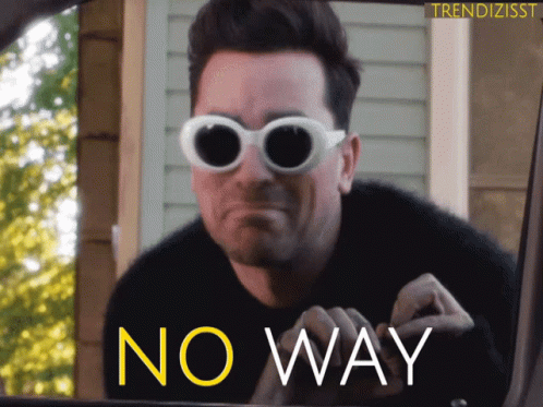No Way Dan Levy Shake Head GIF | GIFDB.com