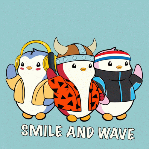 Penguins In Costume Cute Wave GIF | GIFDB.com