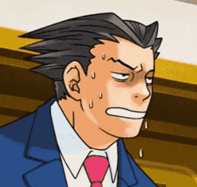 Phoenix Wright Ace Attorney Sweating GIF | GIFDB.com