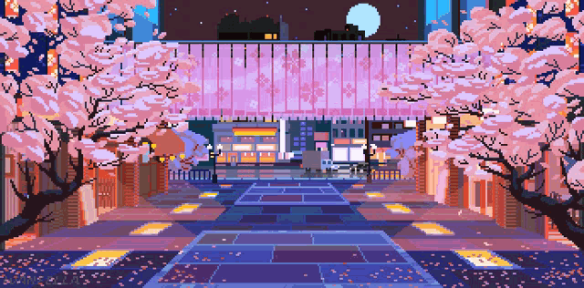 Pixel Art Sakura Street GIF | GIFDB.com