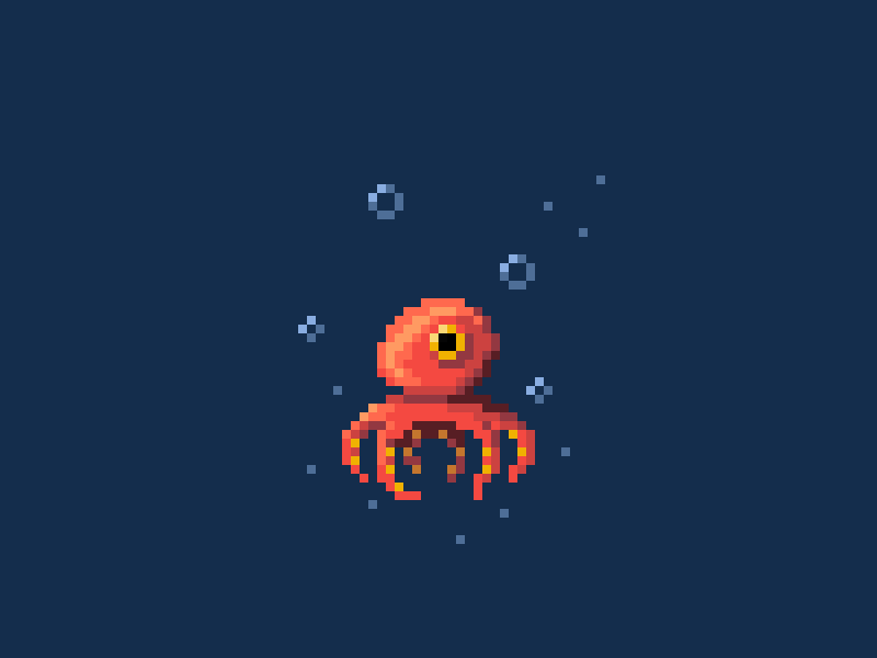 Pixilated Octopus Swimming In The Sea GIF | GIFDB.com