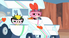 Power Puff Girls Funny Car Race GIF | GIFDB.com
