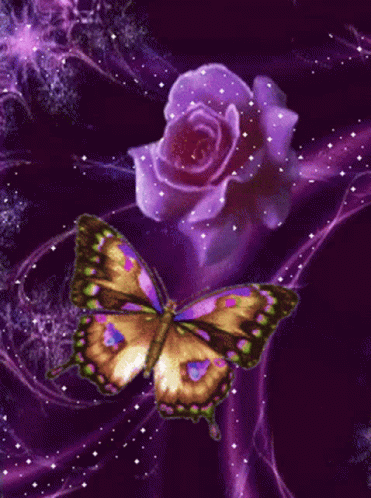 Purple Rose Butterfly Neon Colors GIF | GIFDB.com