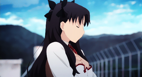 Rin Tohsaka Anime Seriously Speaking And Smile GIF | GIFDB.com