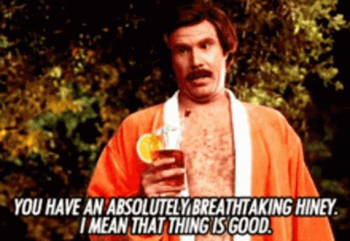 Ron Burgundy Drinking Good Hiney Meme GIF | GIFDB.com