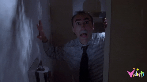 Scared Martin Ferrero Slamming Door GIF | GIFDB.com