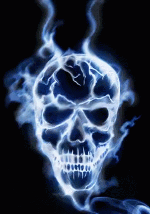 Scary Skull Blue Burning Head GIF | GIFDB.com