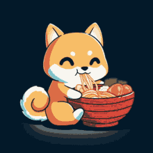 Shiba Inu Hunting Dog Cute Eating Ramen GIF | GIFDB.com