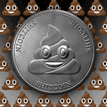 Silver Coin With Embedded Poop Emoji GIF | GIFDB.com