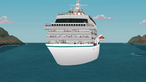 Sinking Boat Cruise Ship Tipping Backwards Cartoon GIF | GIFDB.com