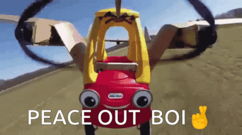 Small Plane Toy Peace Out GIF | GIFDB.com