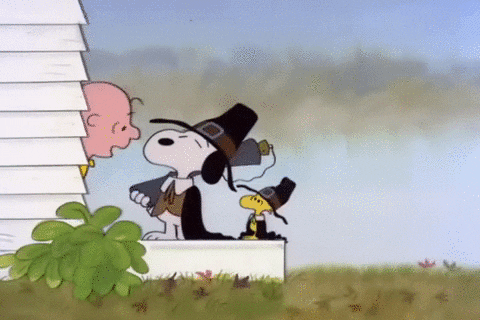 Snoopy Thanksgiving Fancy Knocking On Door GIF | GIFDB.com