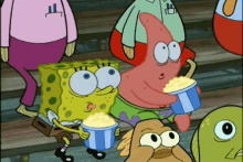 Spongebob And Patrick Eating Popcorn Like Maniacmeme GIF | GIFDB.com