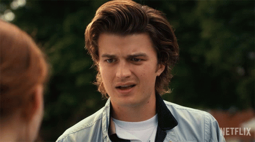 Steve Harrington Shake Head GIF | GIFDB.com