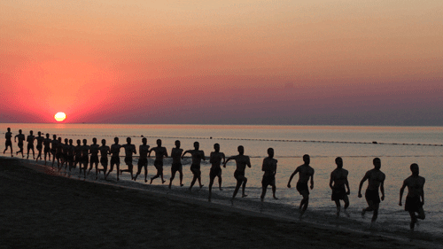 Sunset Beach Running GIF | GIFDB.com