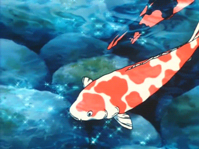 Swimming Koi Anime Scenery GIF | GIFDB.com