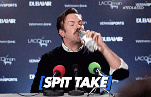 Ted Lasso Interview Spit Take GIF | GIFDB.com