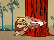 The Flintstones Barney Rubble Cutting Tree GIF | GIFDB.com