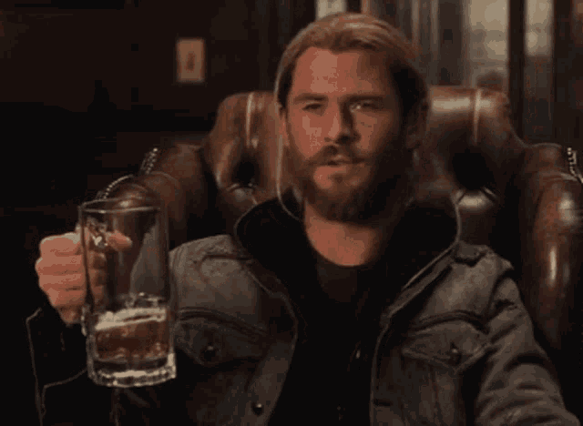 Thor Chris Hemsworth Weird Beer GIF | GIFDB.com