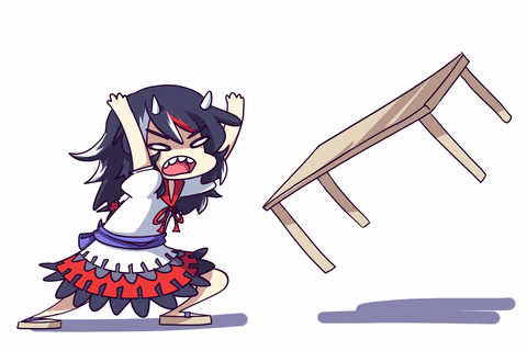 Touhou Project Chibi Seija Kijin Angry Table Flip GIF | GIFDB.com