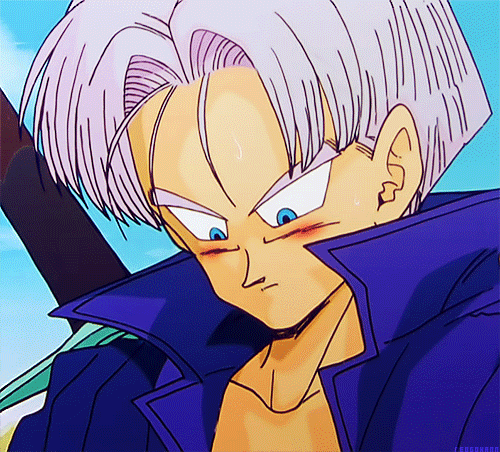 Trunks Dragon Ball Looking Down Blushing GIF | GIFDB.com