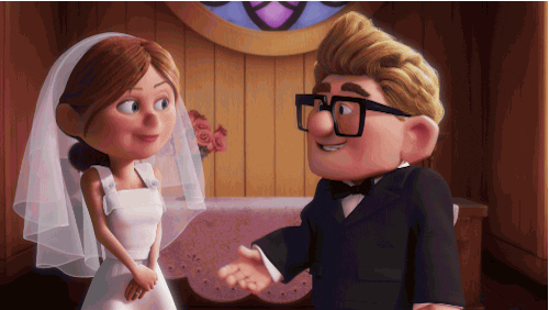 Up Movie Animated Characters Carl And Ellie Marriage GIF | GIFDB.com