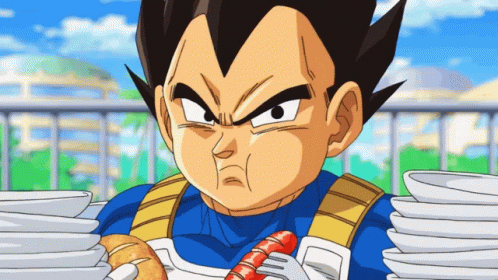 Vegeta Eating Food GIF | GIFDB.com