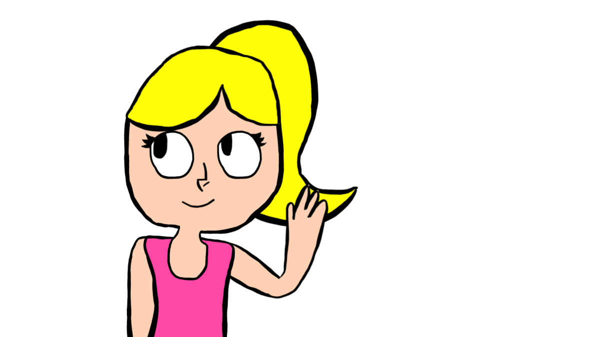 Waving Hand Cute Girl Cartoon