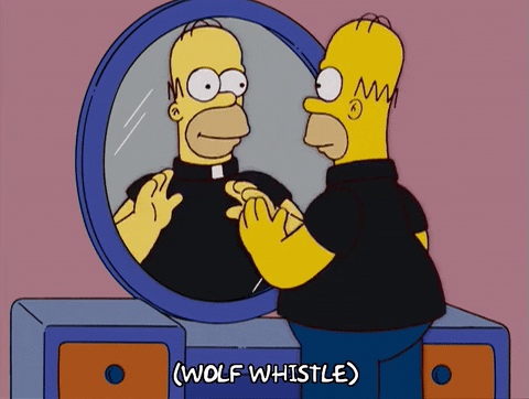 Wolf Whistle Homer Simpson Mirror GIF | GIFDB.com
