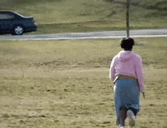 Woman In Pink Running Away GIF | GIFDB.com