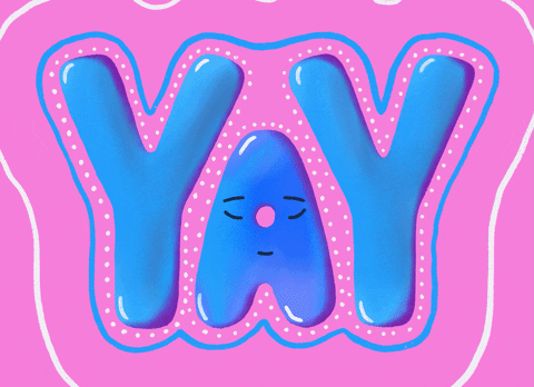 Yay Cartoon Smile Animated Text GIF | GIFDB.com