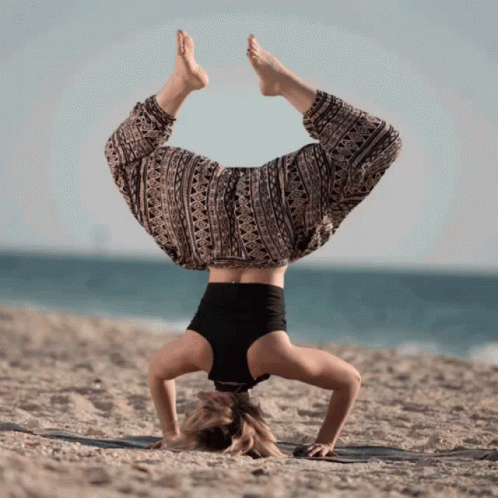 Yoga Beach Headstand Clap GIF | GIFDB.com